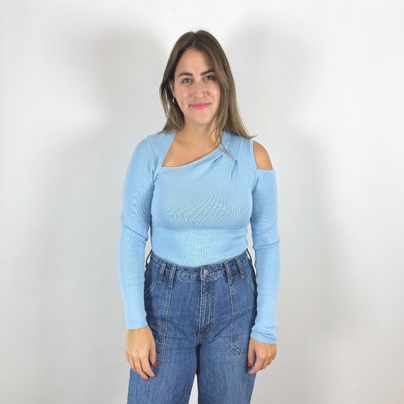 Vintage | Tops | Y2k Blue Cut Out Knit Top | Poshmark